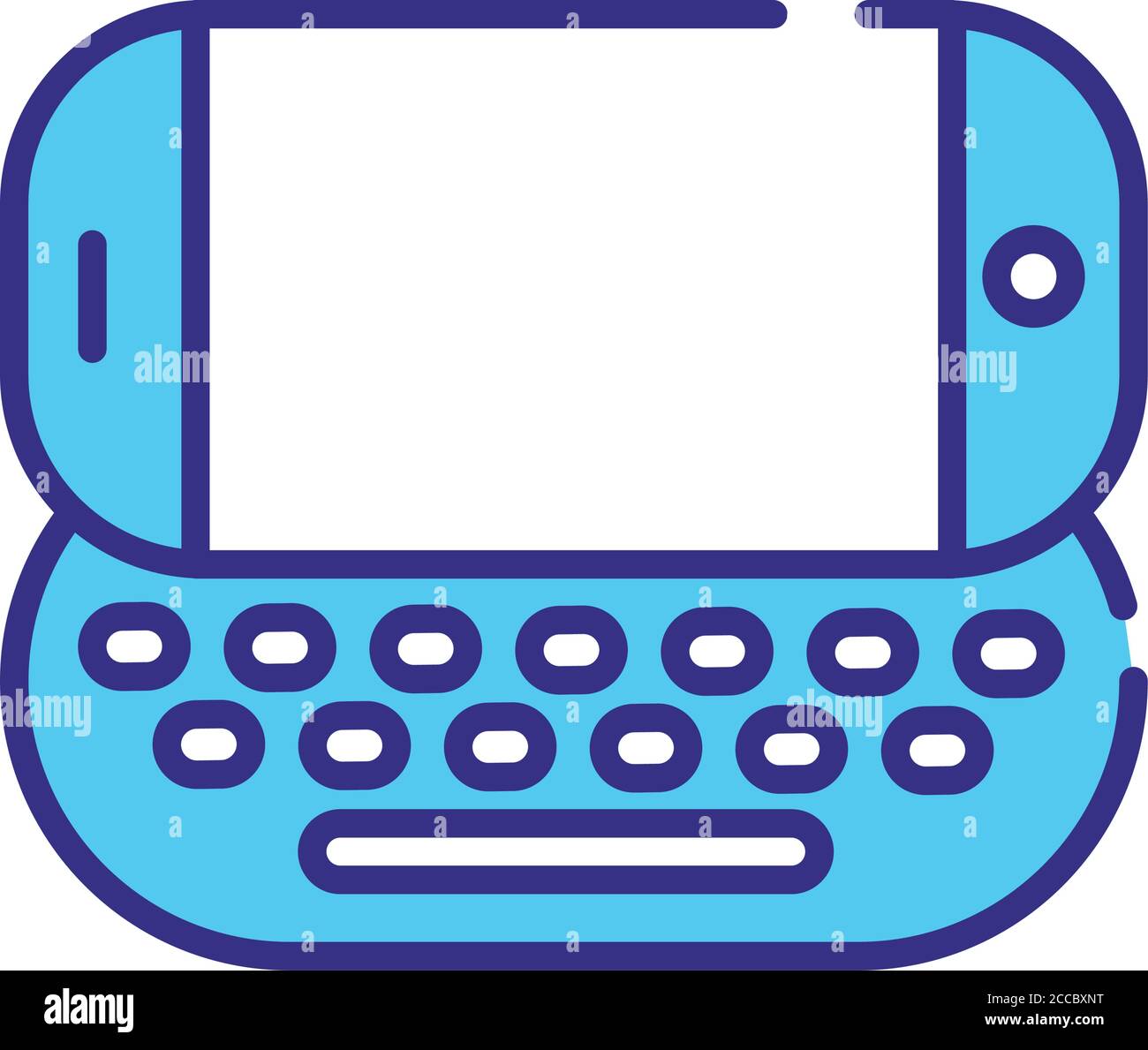 smartphone with keyboard line and fill style icon vector illustration ...