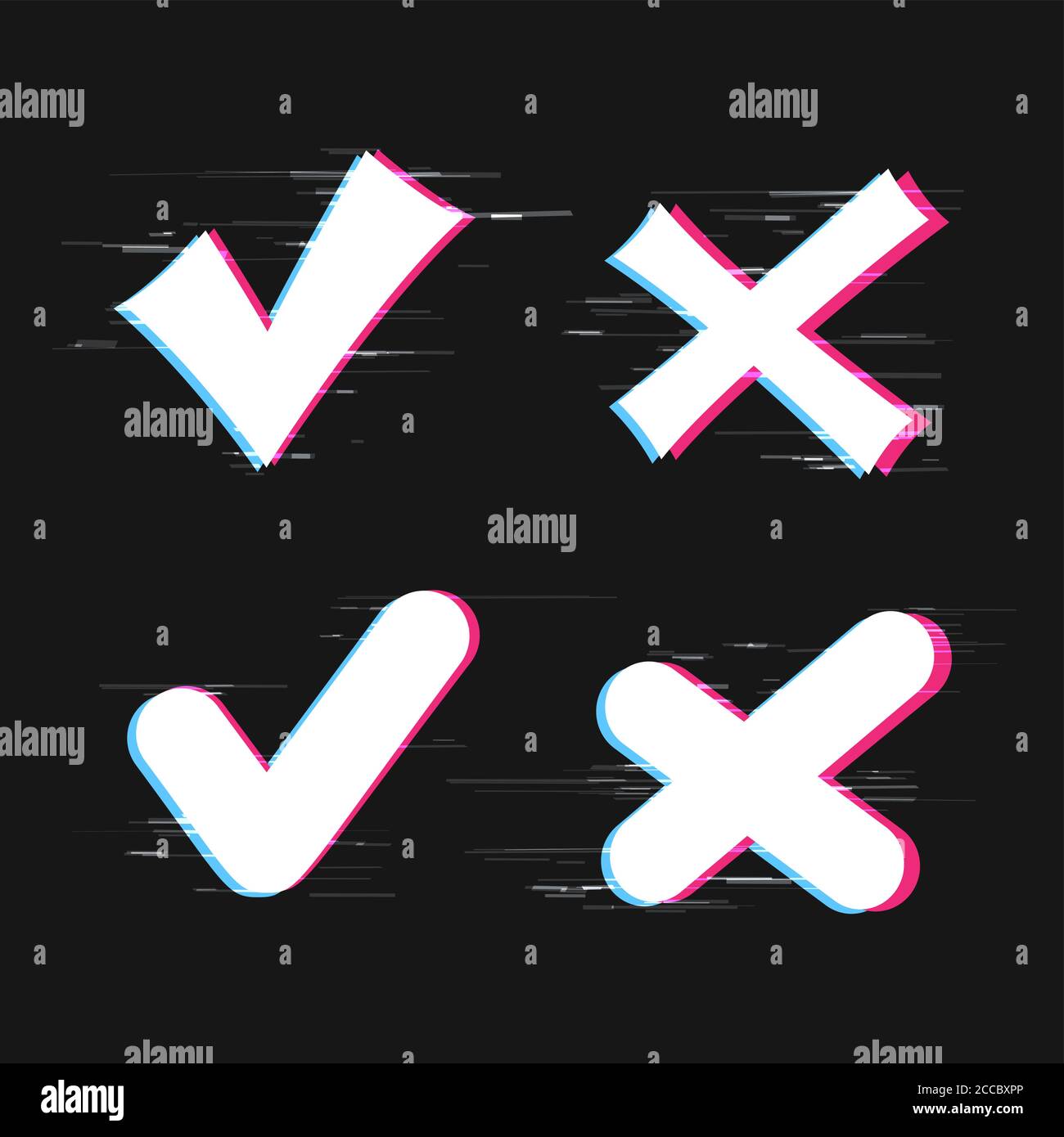 glitch yes and no sign symbols set Stock Vector Image & Art - Alamy