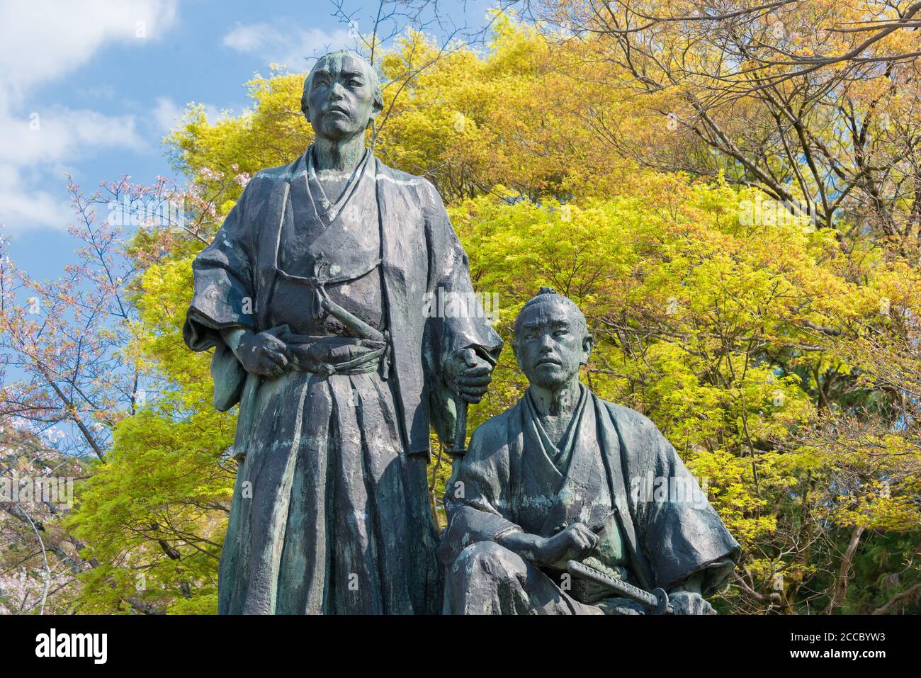 Kyoto, Japan - Apr 09 2020 - Statues of Sakamoto Ryoma and Nakaoka Shintaro at Maruyama Park in ...