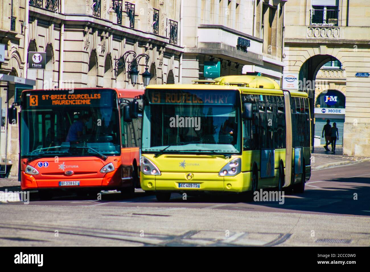 Reims France August 20, 2020 View of a traditional city bus for ...