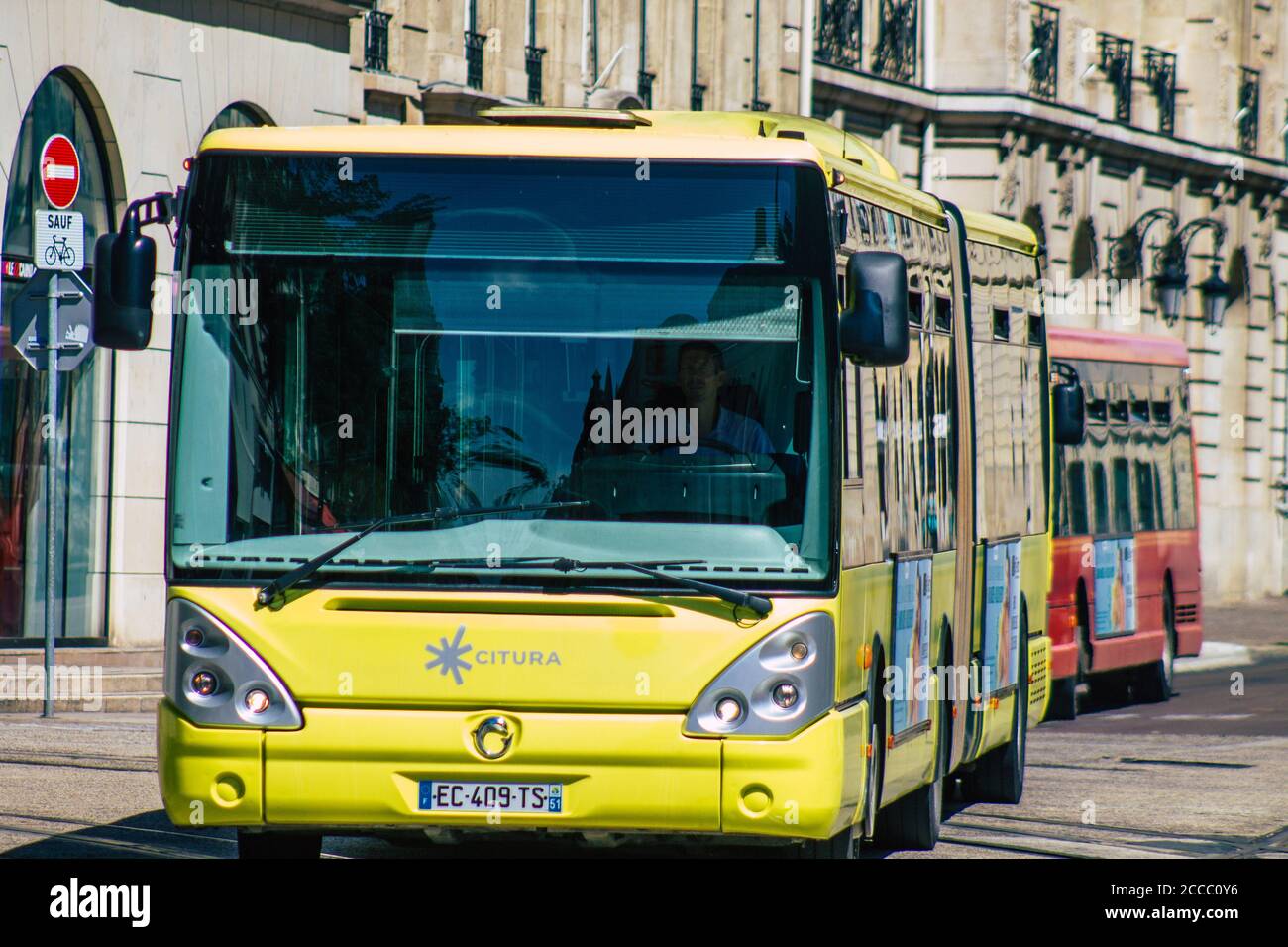 Reims France August 20, 2020 View of a traditional city bus for ...