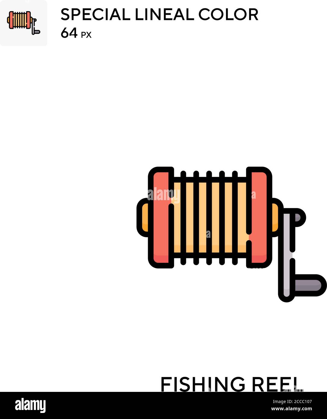 Fishing reel Special lineal color icon. Illustration symbol design ...