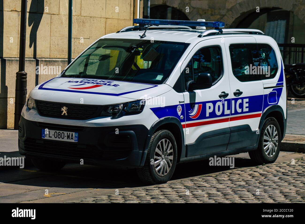 Reims France August 20, 2020 View of a traditional French police car ...