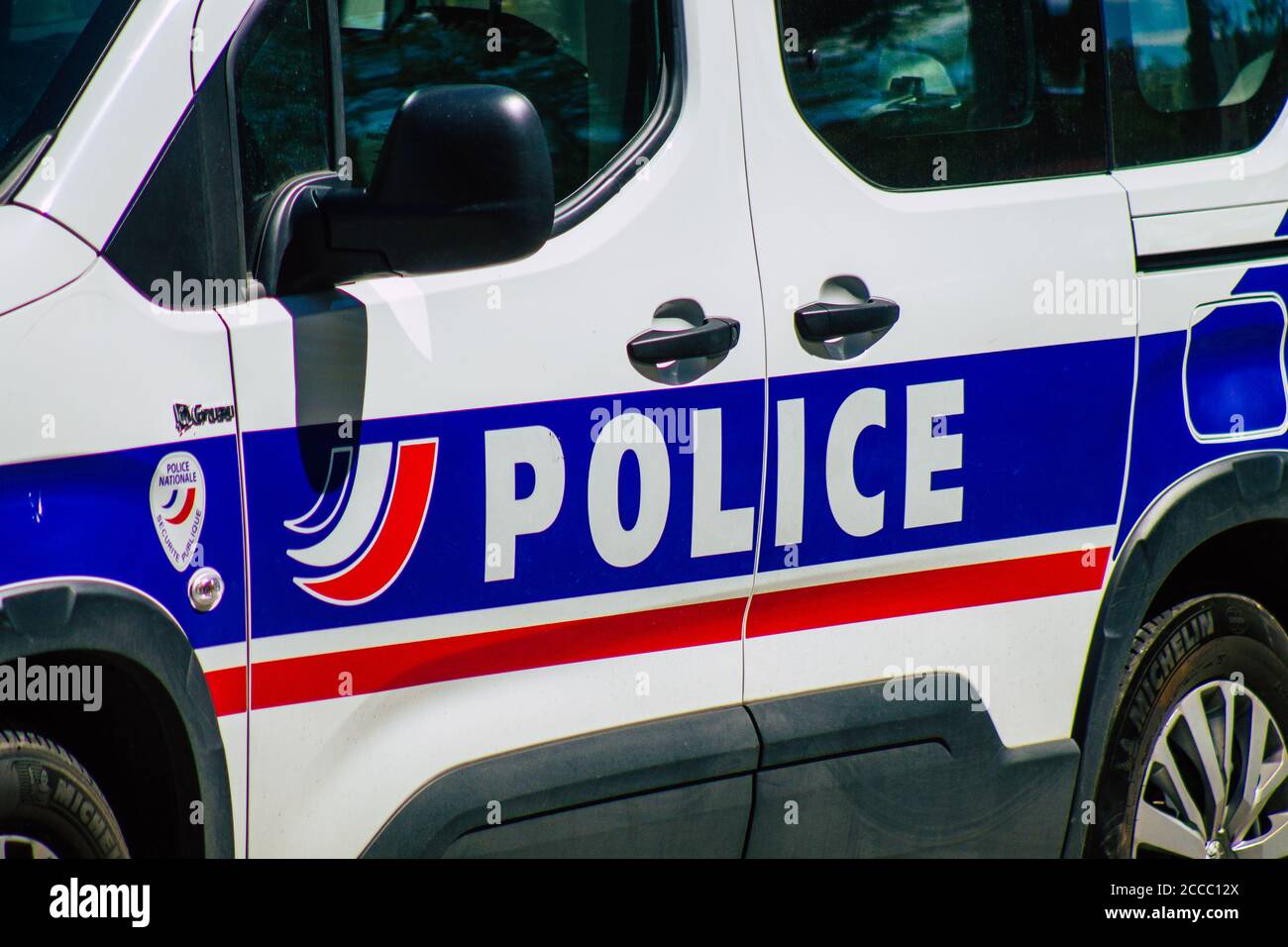 Reims France August 20, 2020 View of a traditional French police car ...
