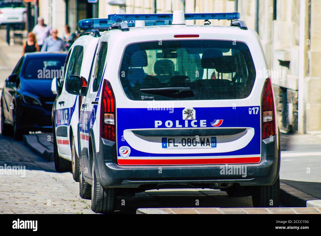 Reims France August 20, 2020 View of a traditional French police car ...