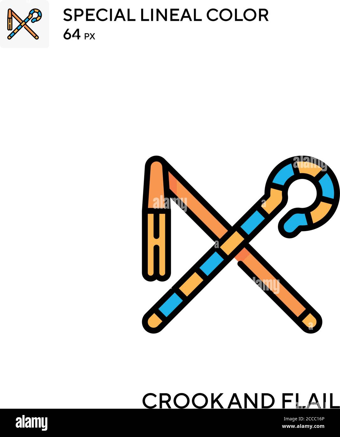 Crook and flail Special lineal color icon. Illustration symbol design ...