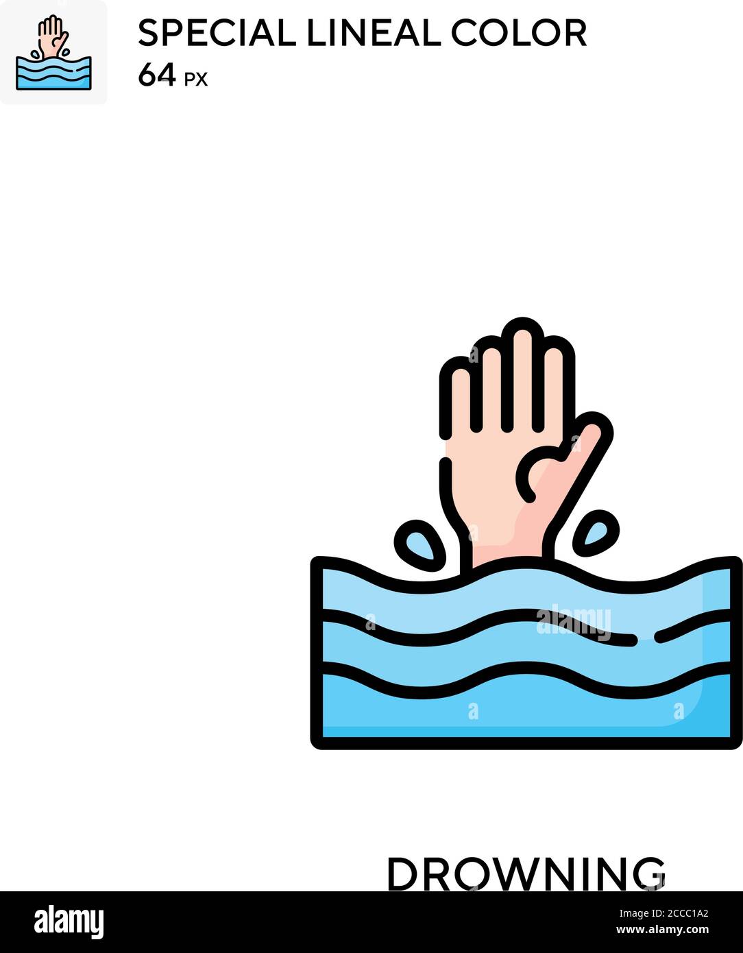 Drowning Special lineal color icon. Illustration symbol design template ...