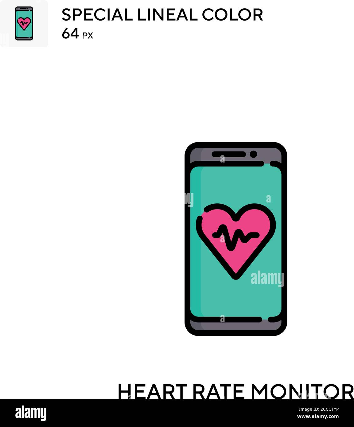 Heart rate monitor Special lineal color icon. Illustration symbol ...
