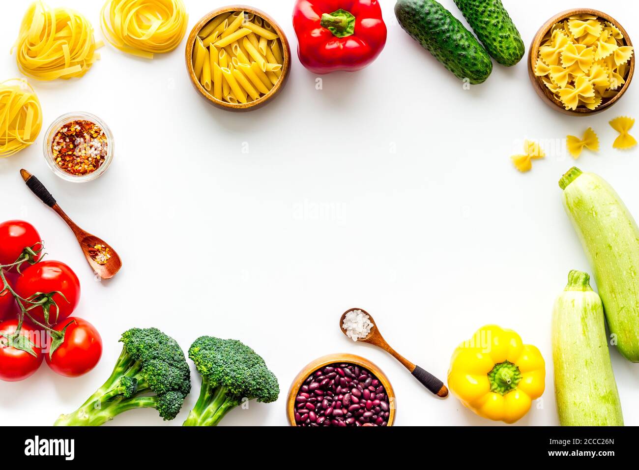 Cooking frame background with vegetables - flat lay from above Stock ...