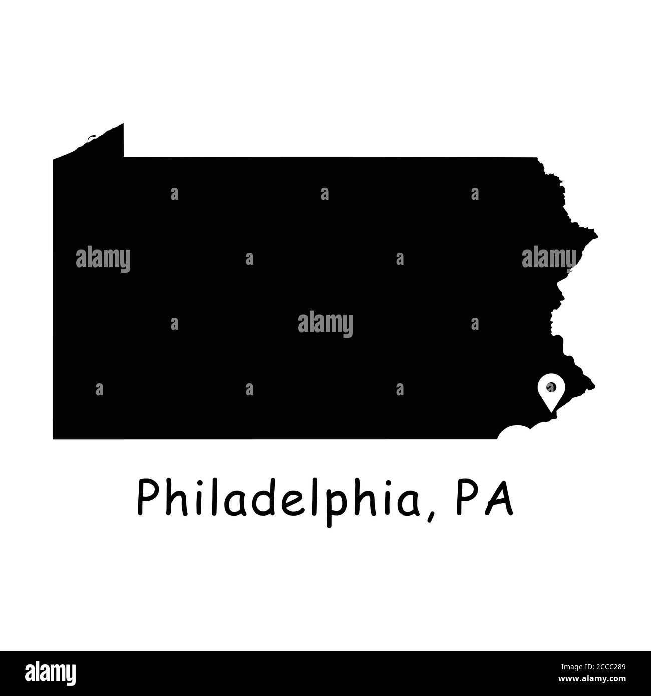 Philadelphia on Pennsylvania State Map. Detailed PA State Map with ...