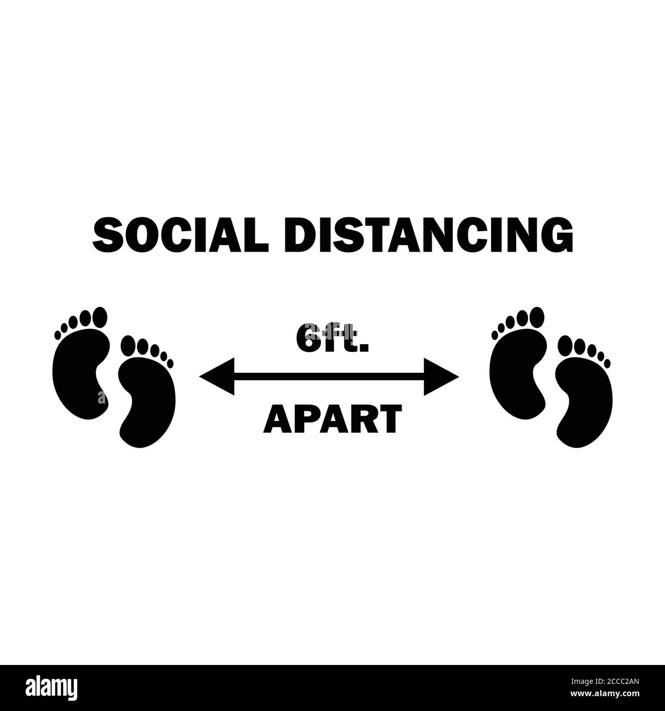 Social Distancing Two Footprints 6ft Apart. Six Feet Apart Social ...