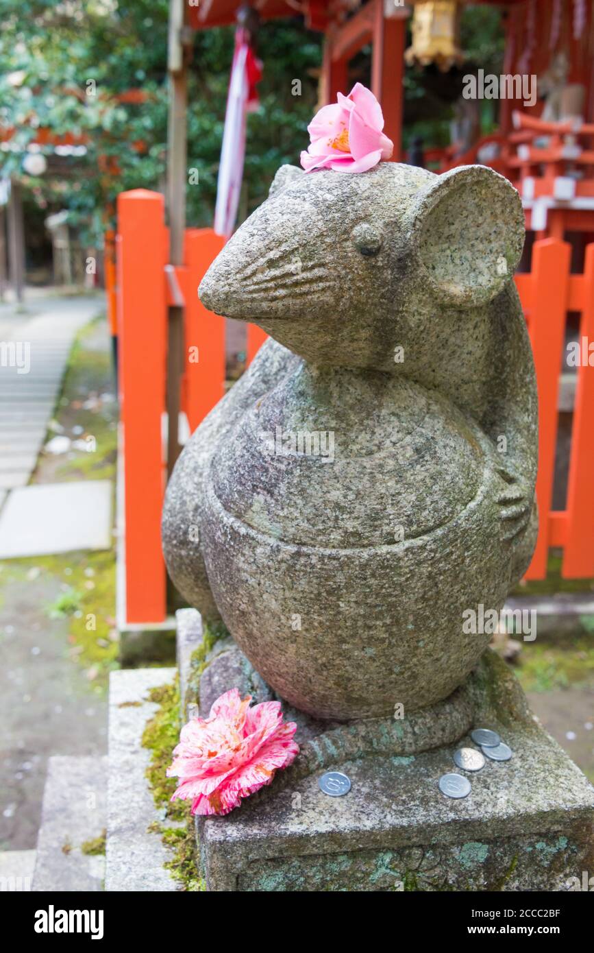 Kyoto, Japan - Mouse Statue at Otoyo Shrine in Kyoto, Japan. The Shrine ...