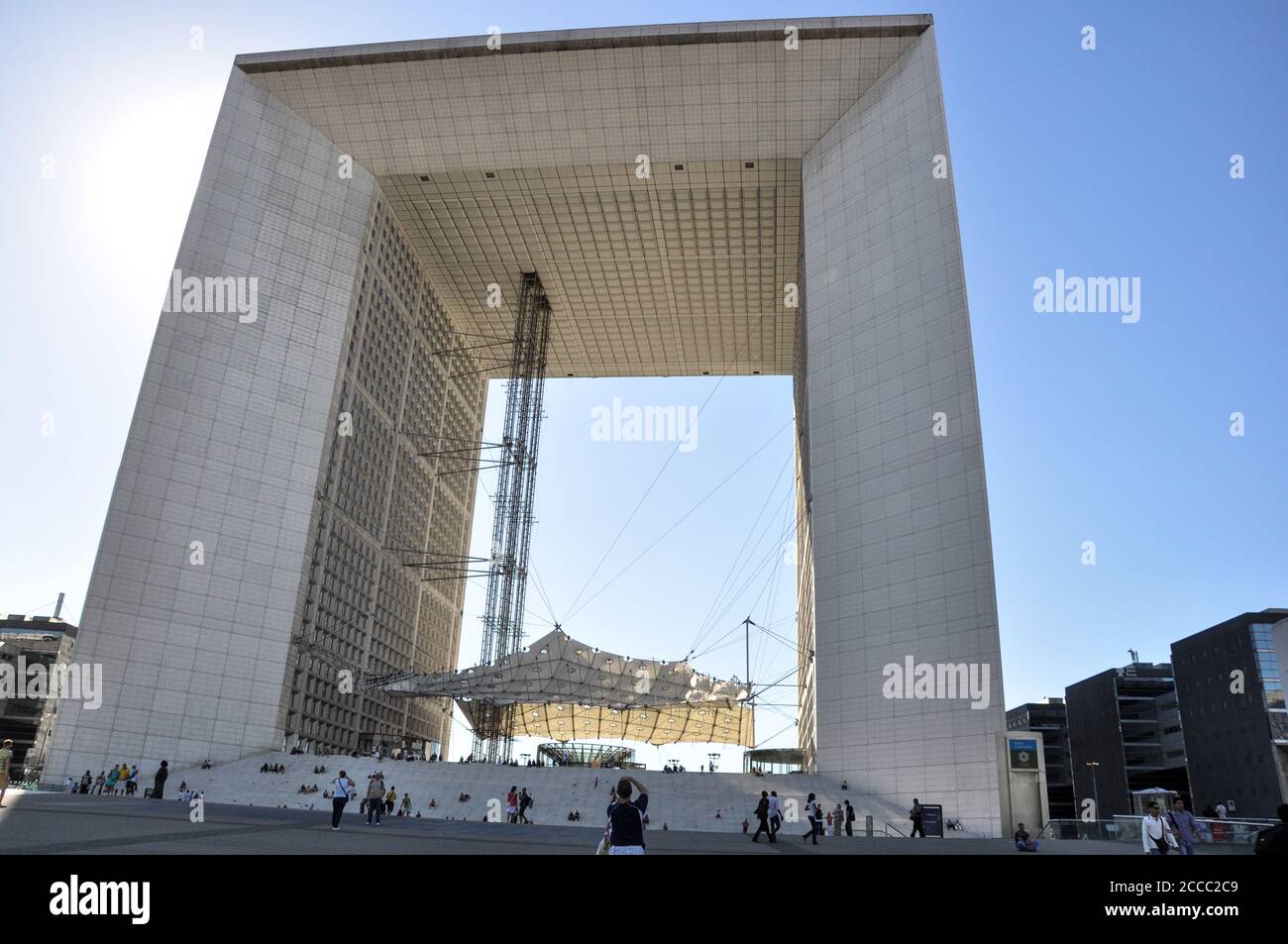 PARIS - July 19, 2010: The "Big Arch" building in La Defense. La ...