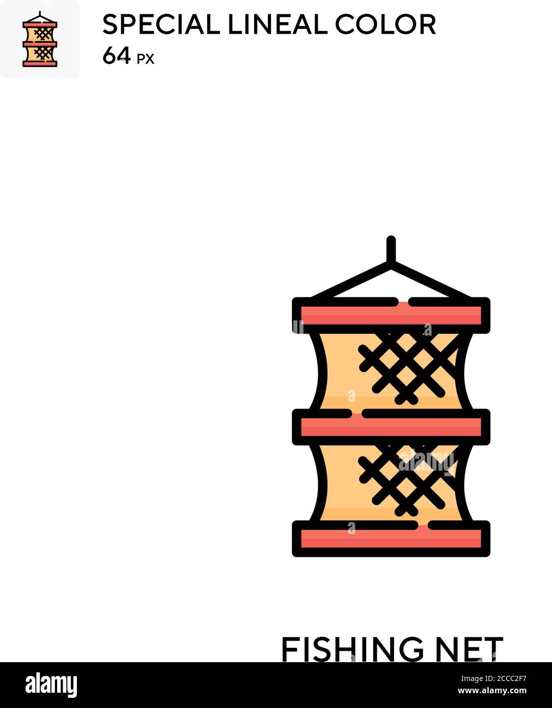 Fishing net Special lineal color icon. Illustration symbol design ...