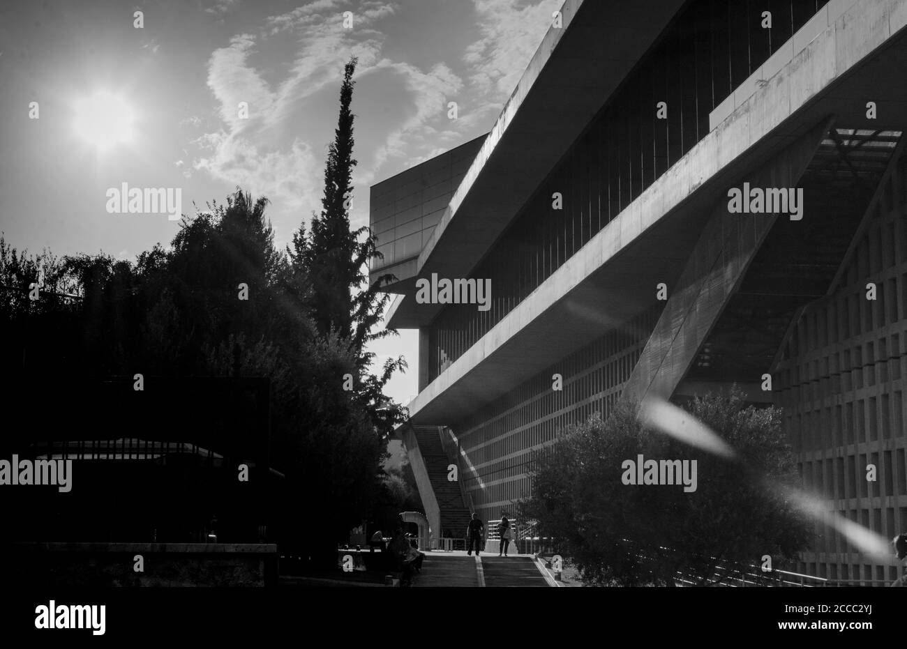 Greece clouds building architecture Black and White Stock Photos ...