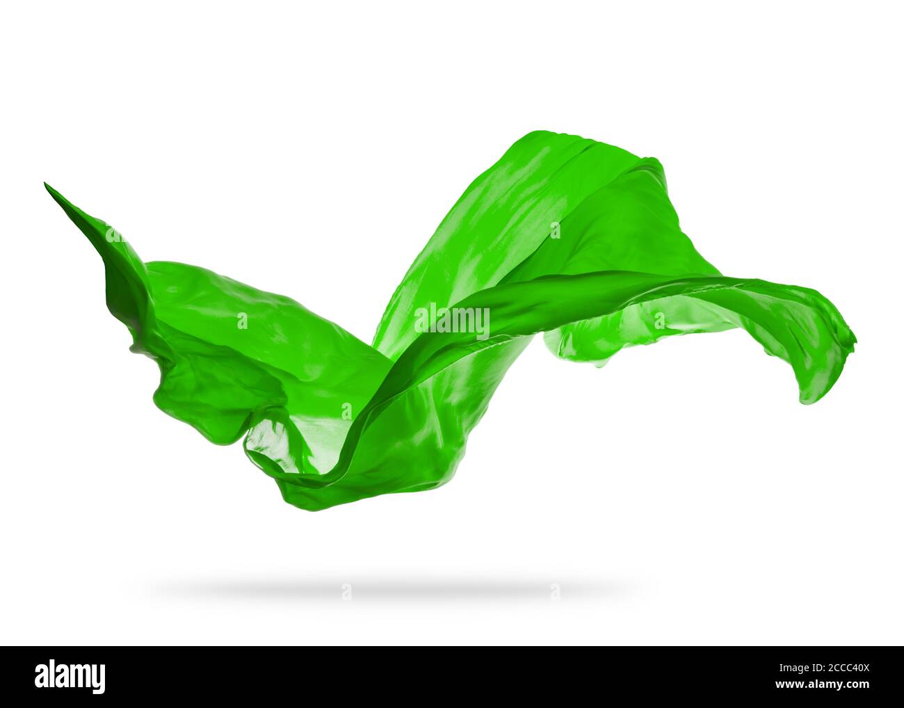 Smooth elegant green transparent cloth separated on white background ...