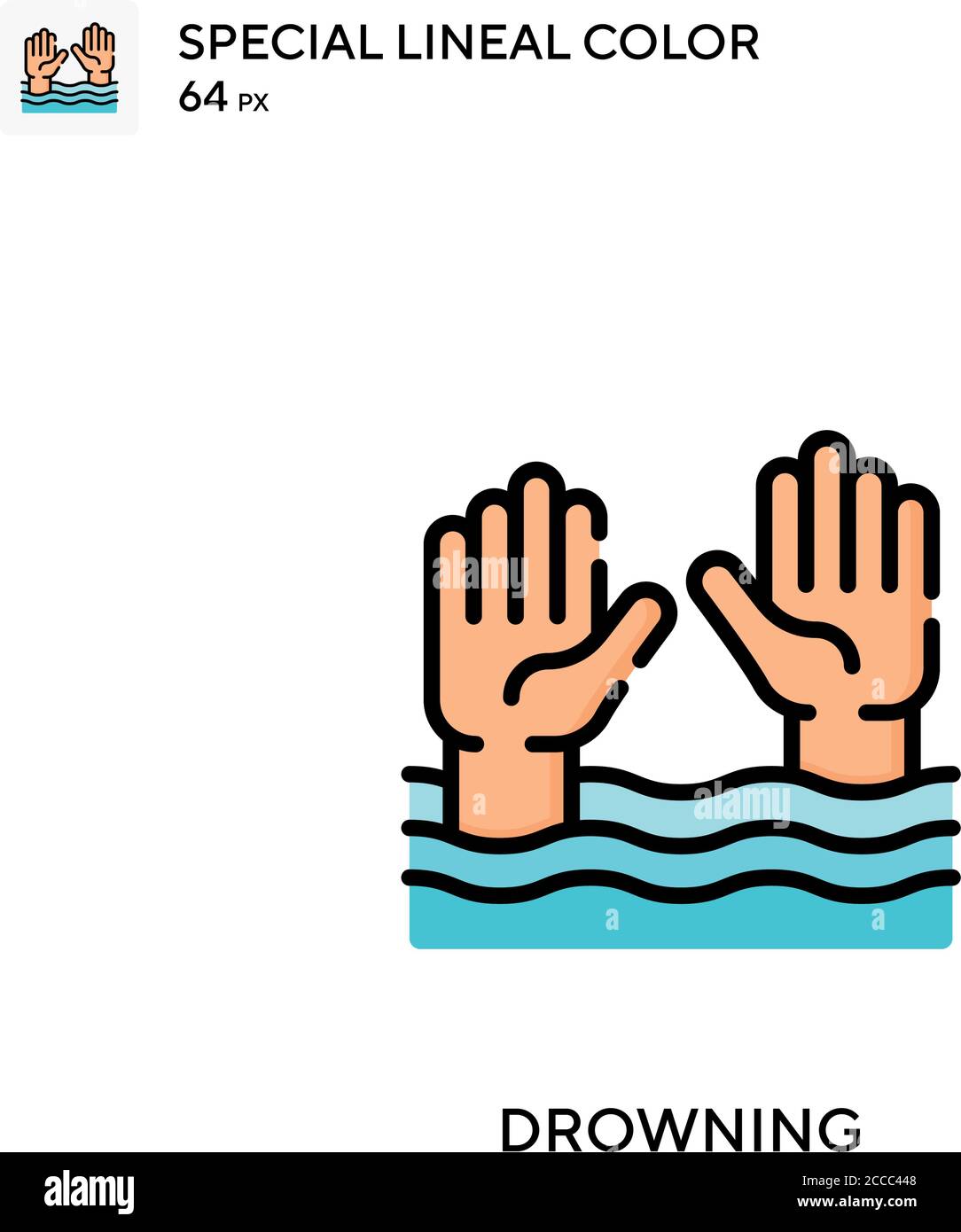 Drowning Special lineal color icon. Illustration symbol design template ...