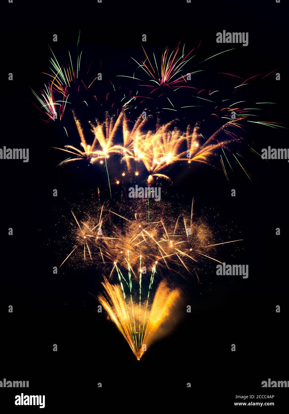 Fireworks explosions isolated on black background. Celebration and ...