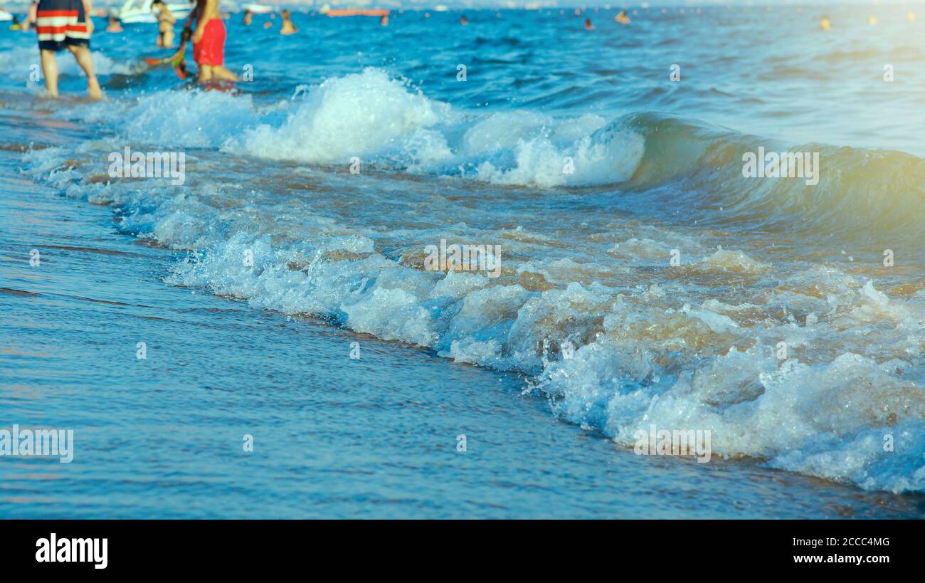 Beach with waves at the Mediterranean Resort Antalya Turkey Stock Photo ...