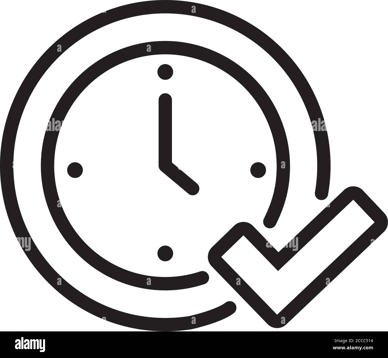 time clock with check symbol line style icon vector illustration design ...