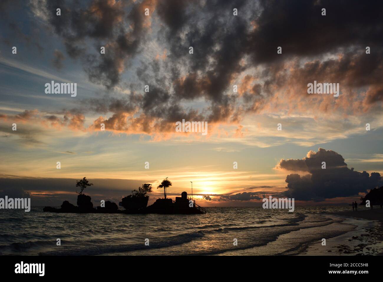 Tropical sunset. Willy Rock. Boracay island. Aklan. Western Visayas ...