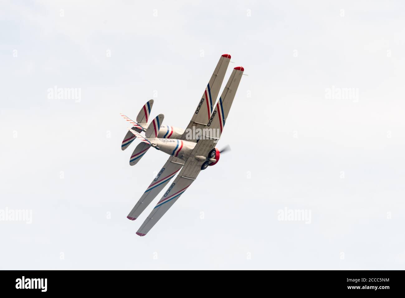 Two of the world famous Geico Skytyppers, flying their T-6 Texans in an ...