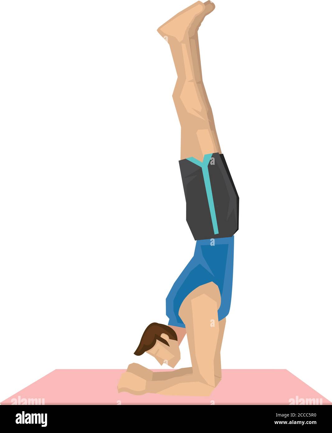 Illustration of a strong man practicing yoga with a elbow pose. Concept ...