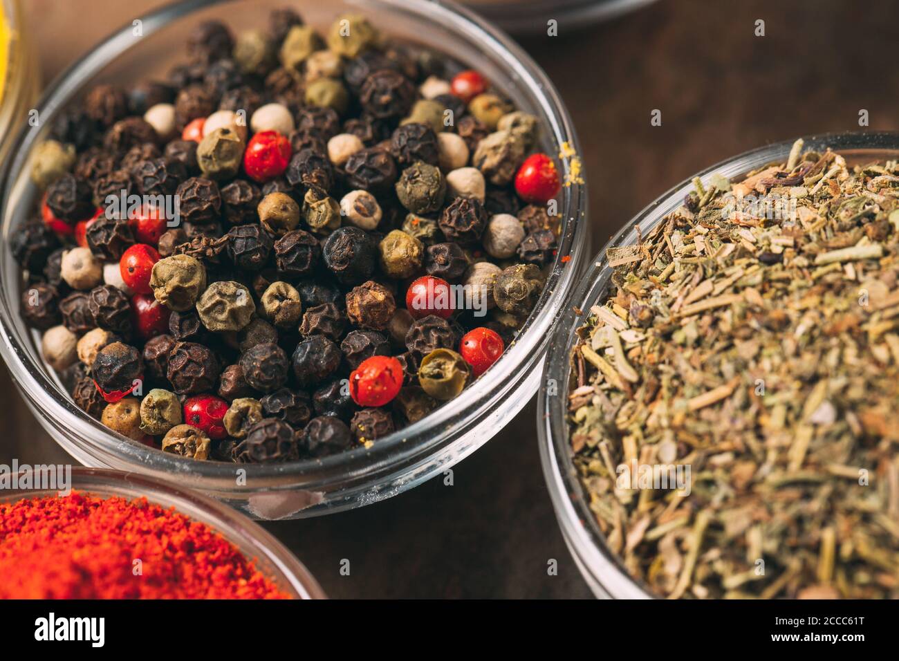 The Different Spices. Spices on stone background Stock Photo - Alamy