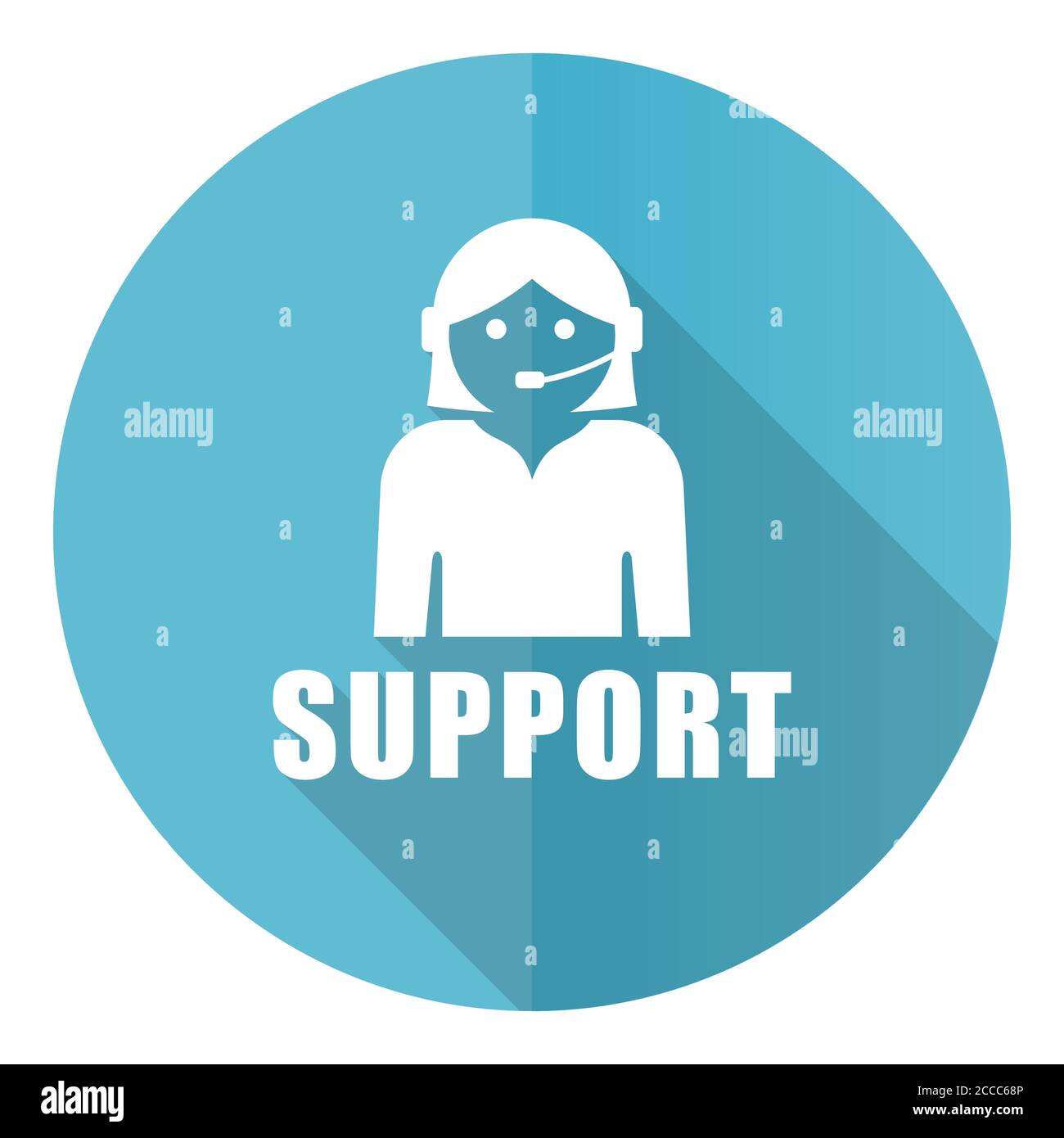 Support vector icon, flat design blue round web button isolated on ...