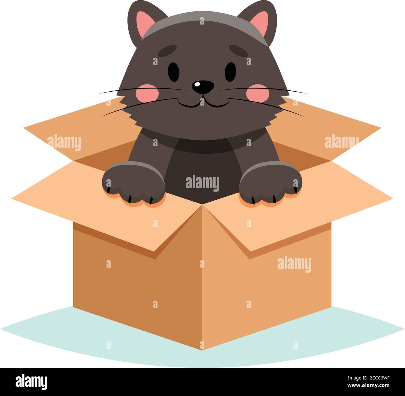 Adopt a pet - cute cat in a box, isolated on white background Stock ...