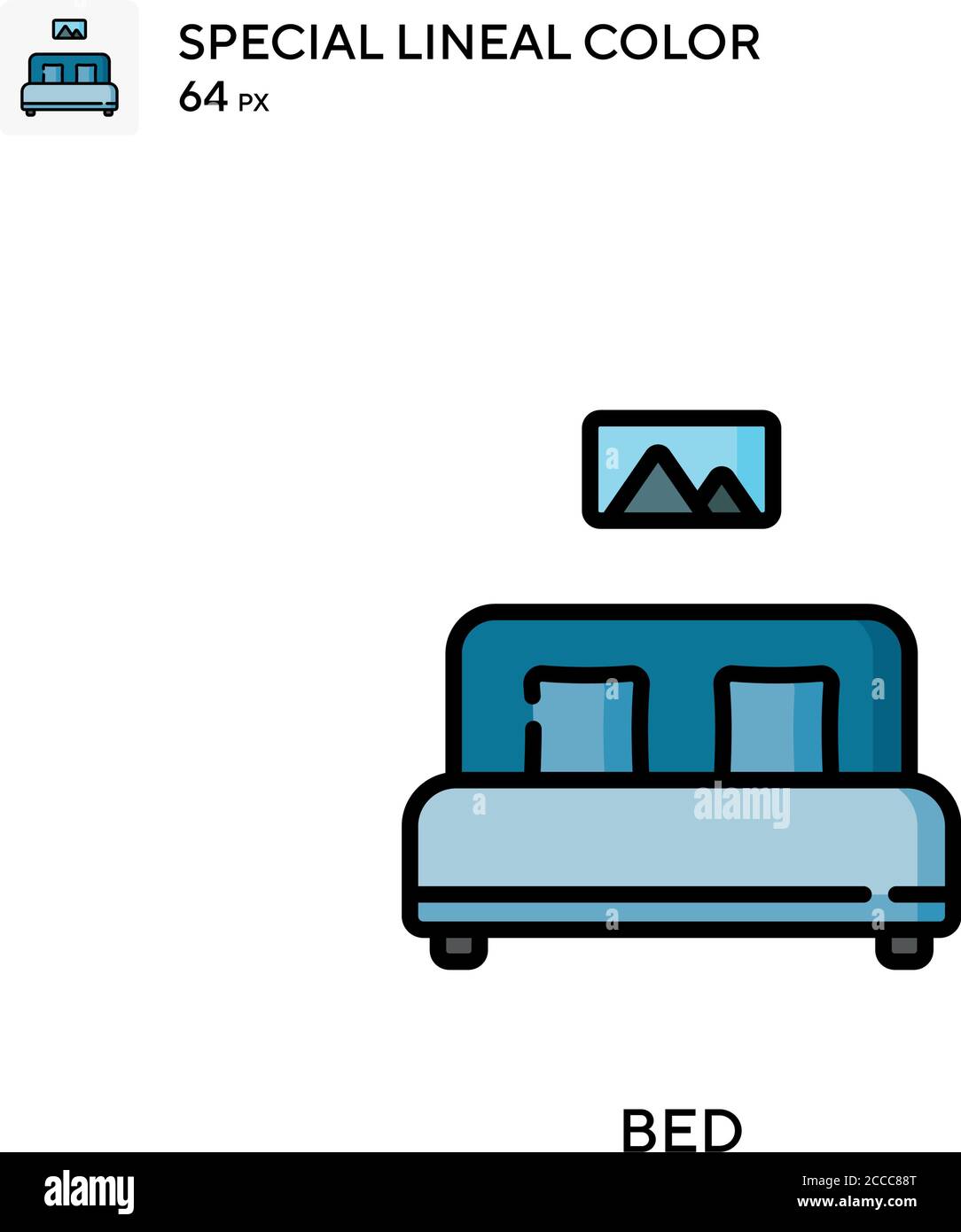 Bed Special lineal color icon. Illustration symbol design template for ...