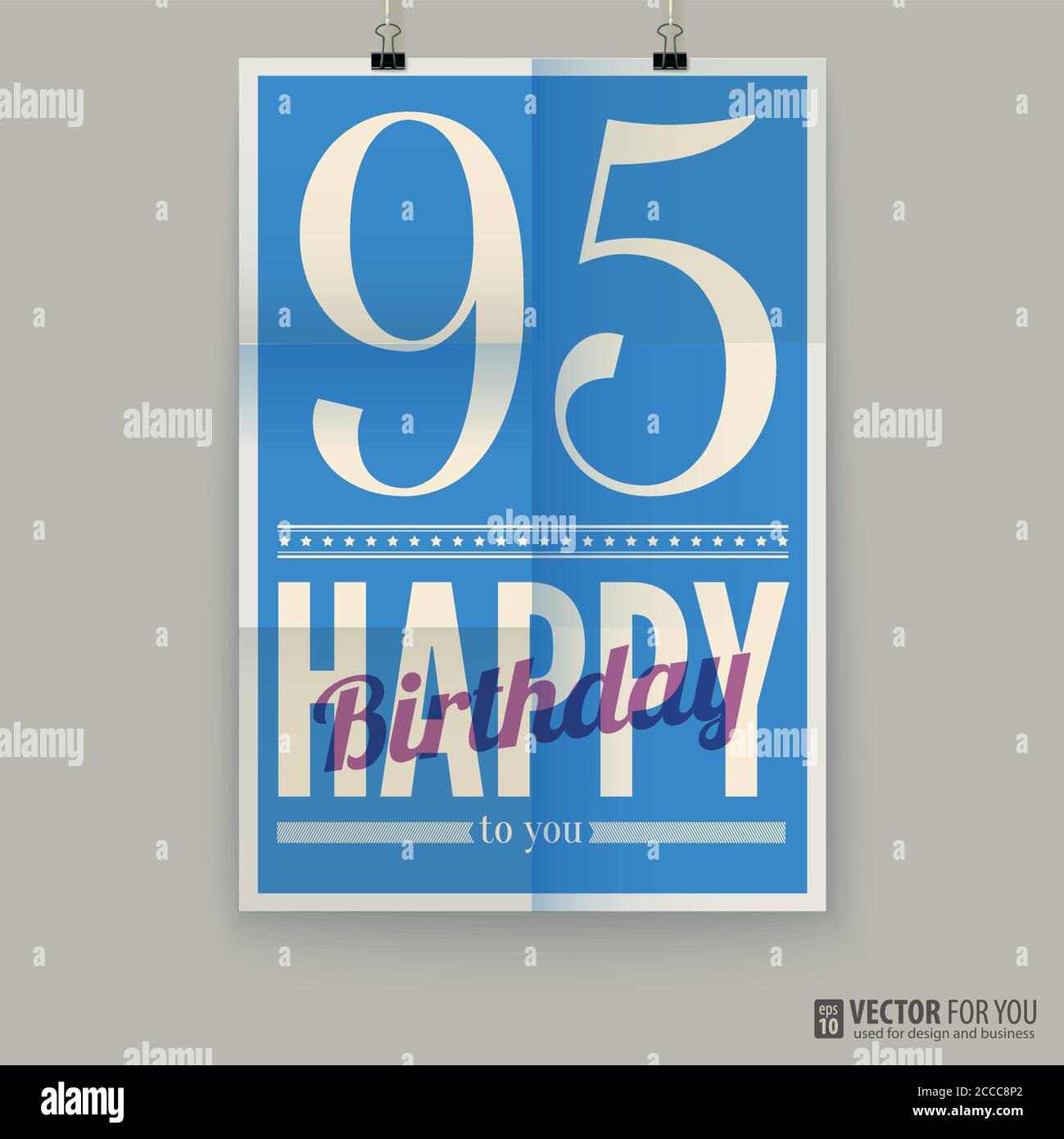 Happy birthday poster, card, ninety-five years old Stock Vector Image ...