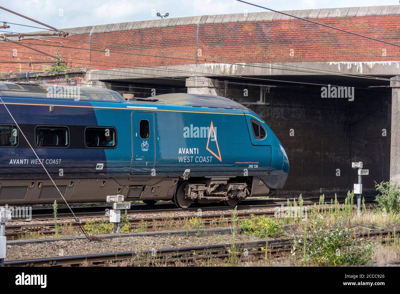 Avanti West Coast Pendolino train at Warrington Bank Quay station on ...