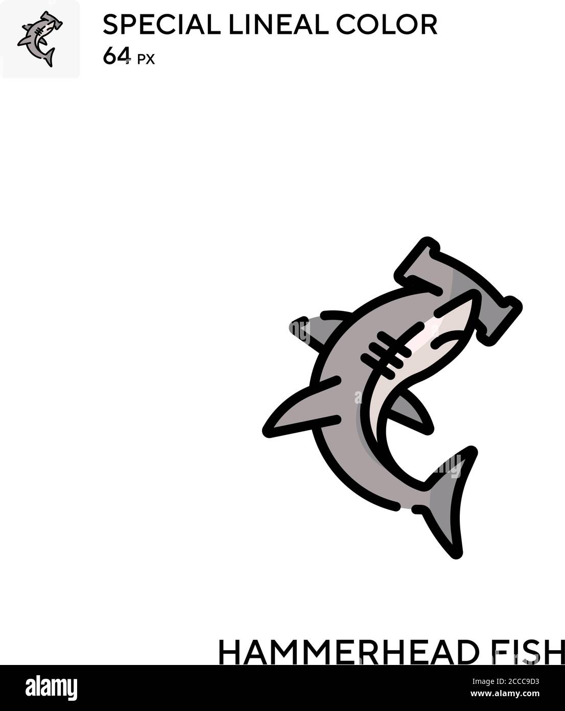 Hammerhead fish Special lineal color icon. Illustration symbol design ...