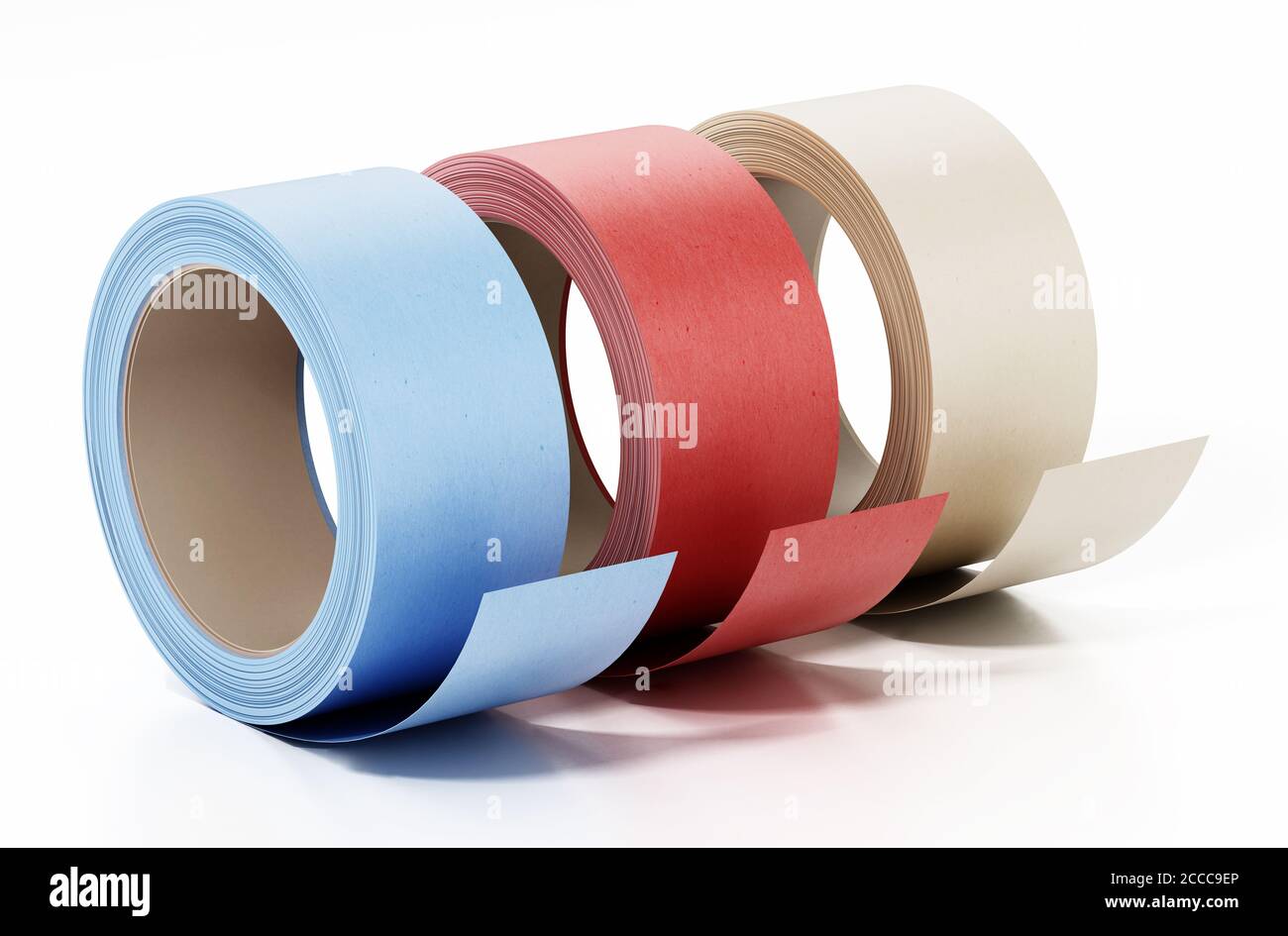 Colored paper masking tapes isolated on white background. 3D ...