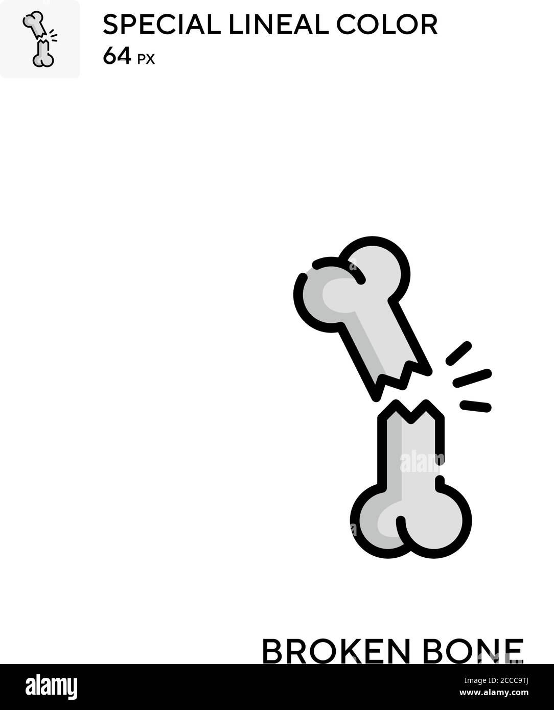 Broken bone Special lineal color icon. Illustration symbol design ...