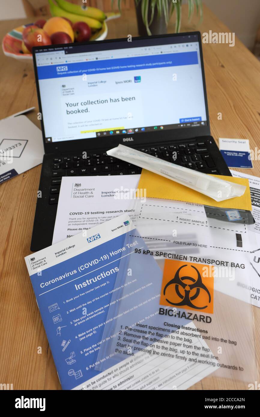 UK Coronavirus home swab test kit supplied by Department of Health ...
