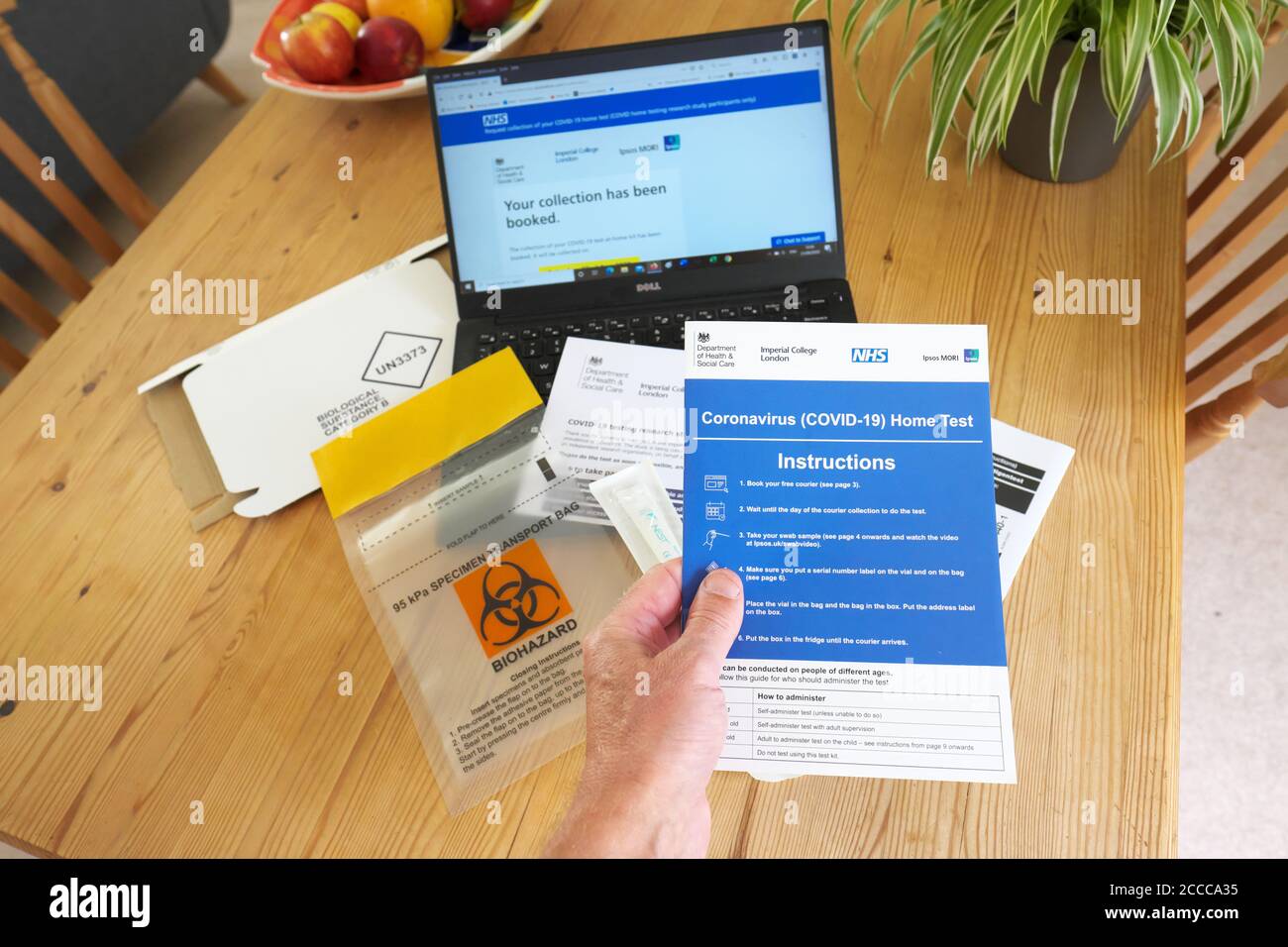 UK Coronavirus home swab test kit supplied by Department of Health ...