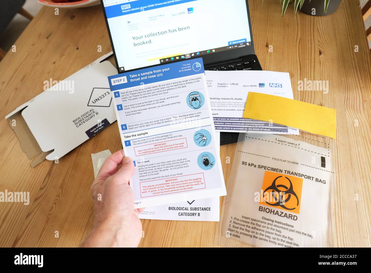 UK Coronavirus home swab test kit supplied by Department of Health ...