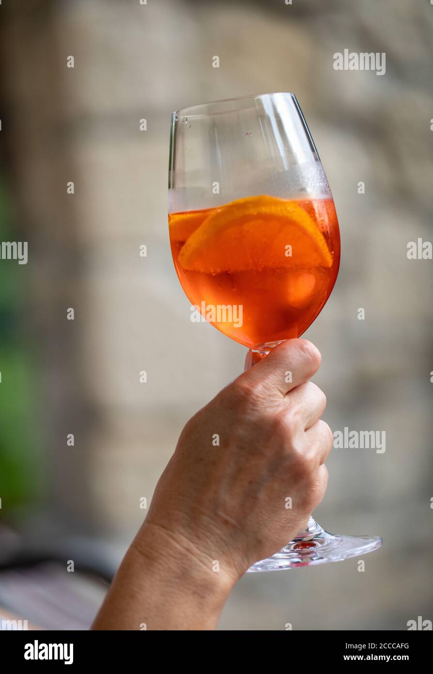Aperol Spritz with orange is a perfect aperitif for a hot day Stock ...