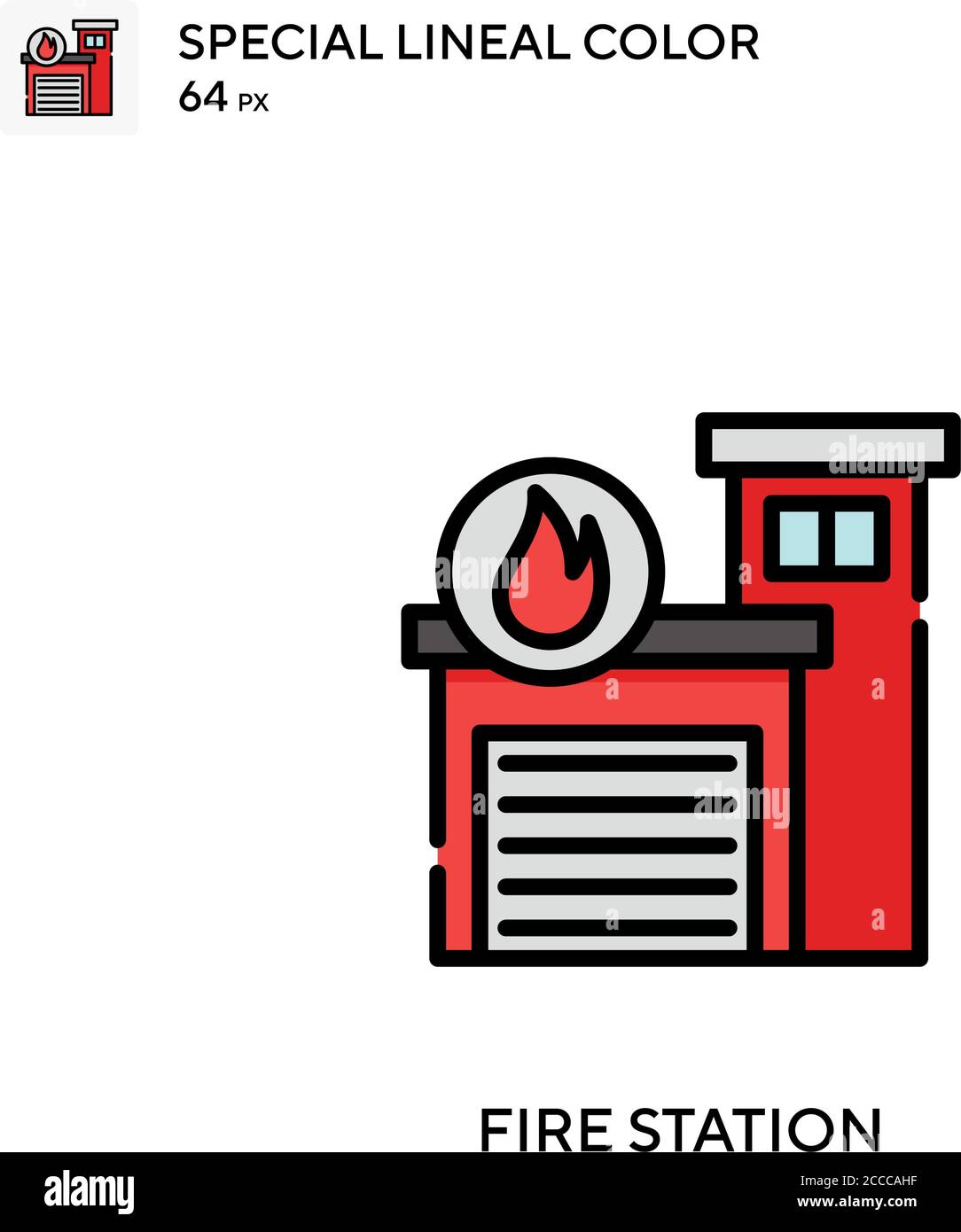 Fire station Special lineal color icon. Illustration symbol design ...