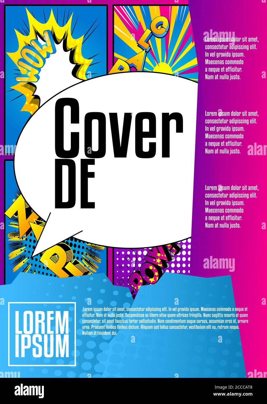 Geometry comic book style cartoon brochure, flyer template. Abstract ...