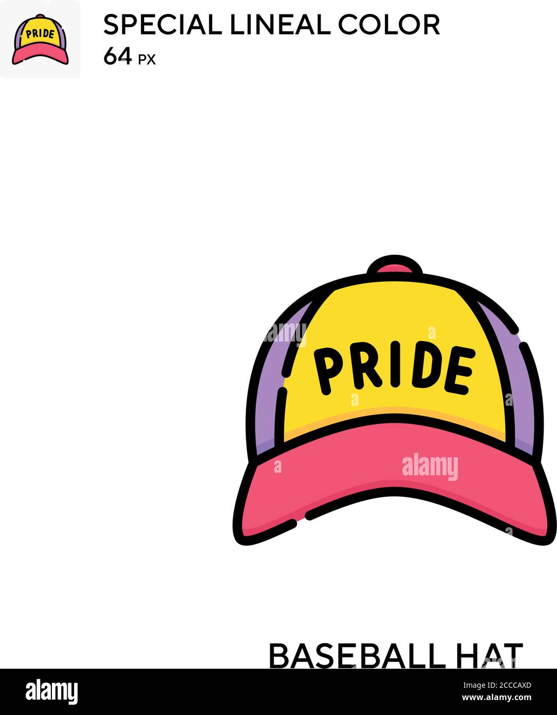 Baseball hat Special lineal color icon. Illustration symbol design ...