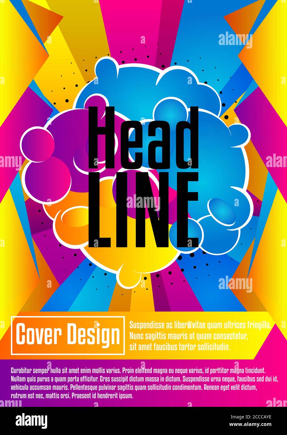 Geometry comic book style cartoon brochure, flyer template. Abstract ...