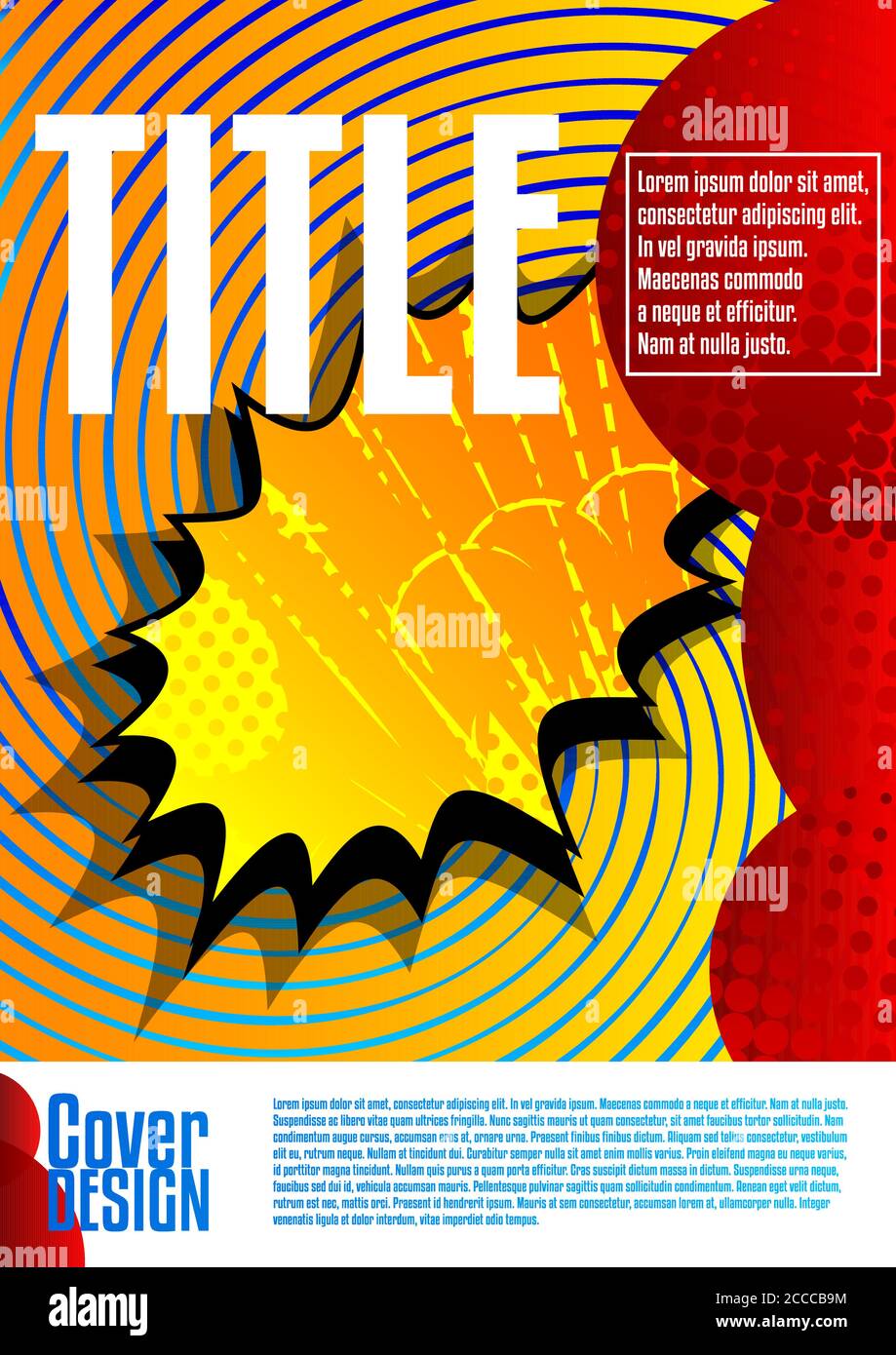 Geometry comic book style cartoon brochure, flyer template. Abstract ...