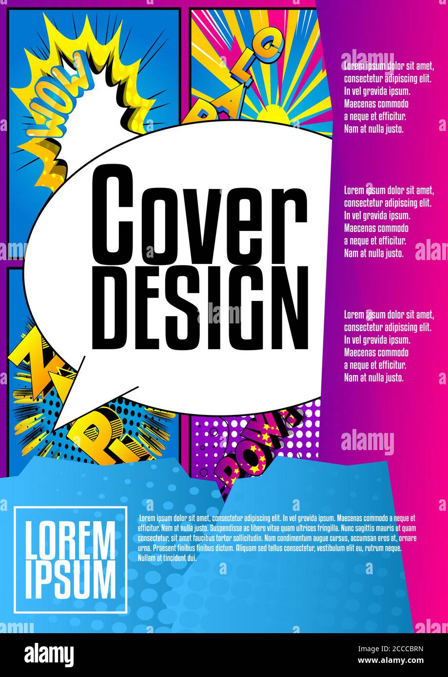 Geometry comic book style cartoon brochure, flyer template. Abstract ...