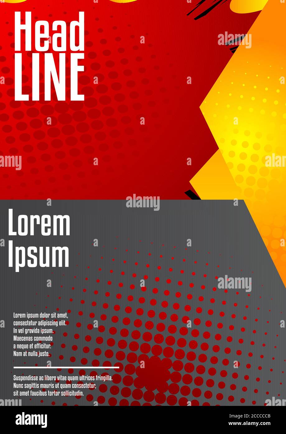 Geometry comic book style cartoon brochure, flyer template. Abstract ...