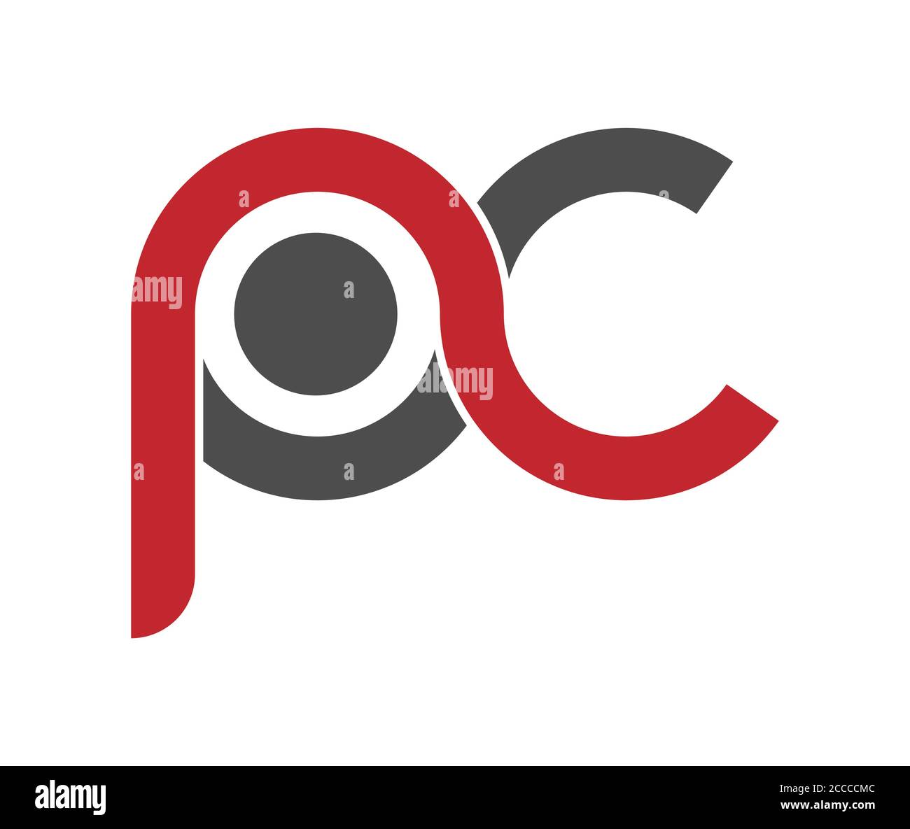 Stylized lowercase letters P and C are linked by a single line for a ...