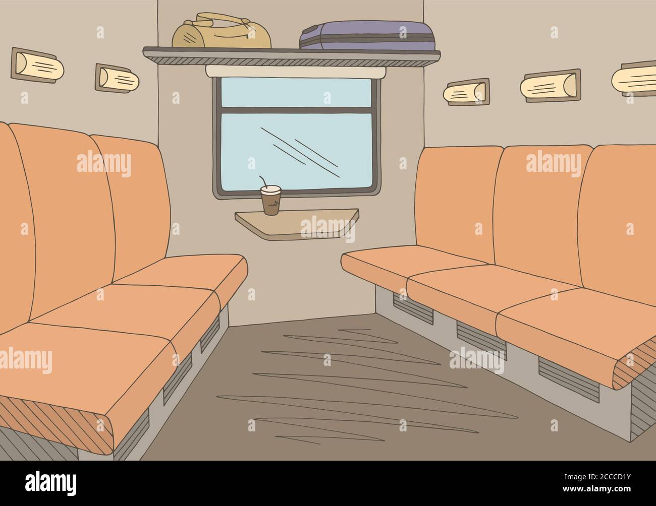Train interior graphic color sketch illustration vector Stock Vector ...