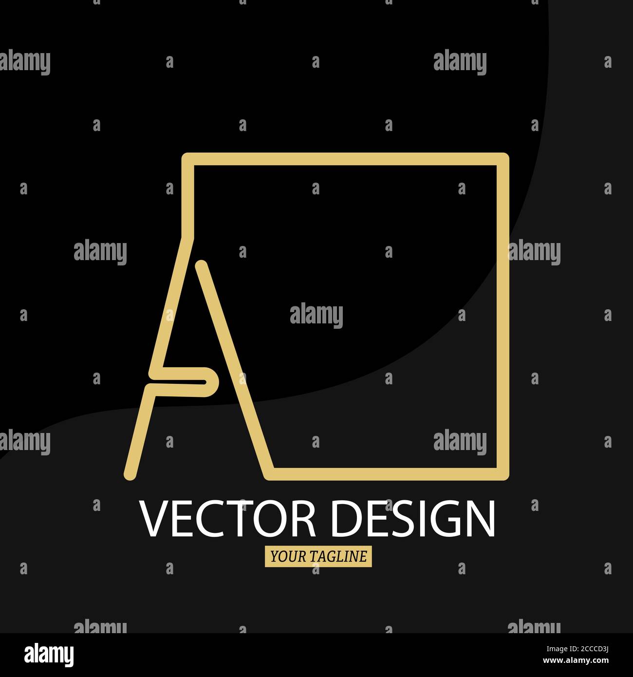 Stylized letter A with a square frame. Vector template for logo, label ...